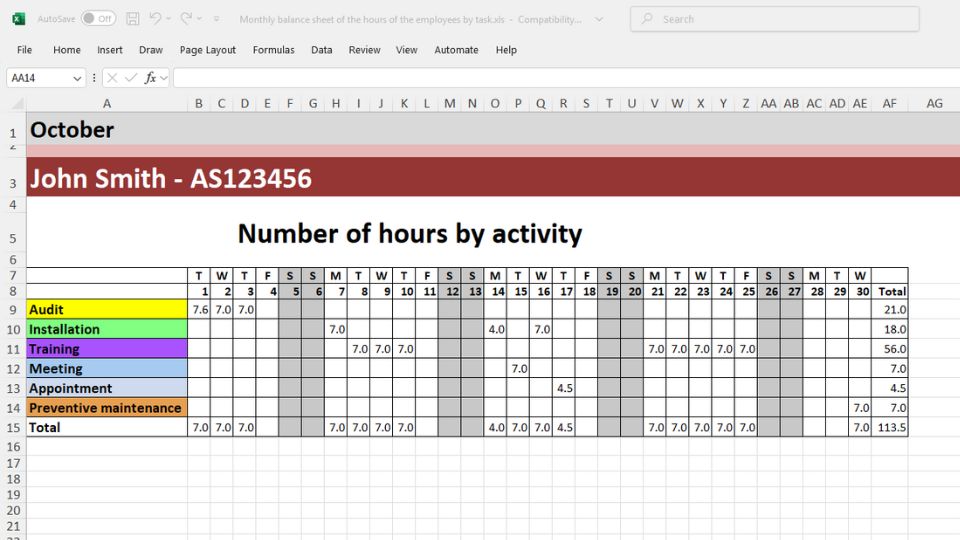 Erstellen Sie eine Planungsvorlage in Excel mit PlanningPME